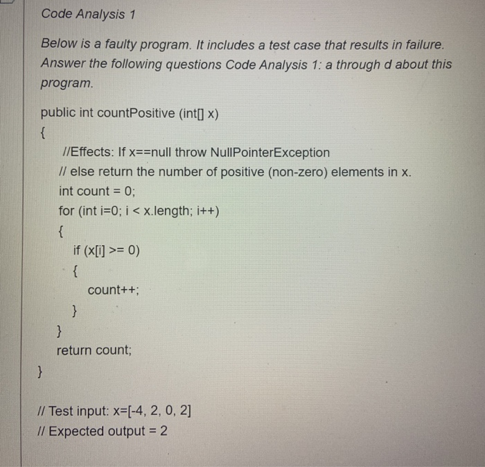 Solved Code Analysis 1 Below Is A Faulty Program It
