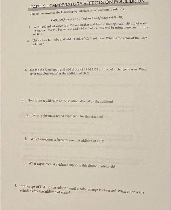 Solved This section involves the following equilibrium of a | Chegg.com