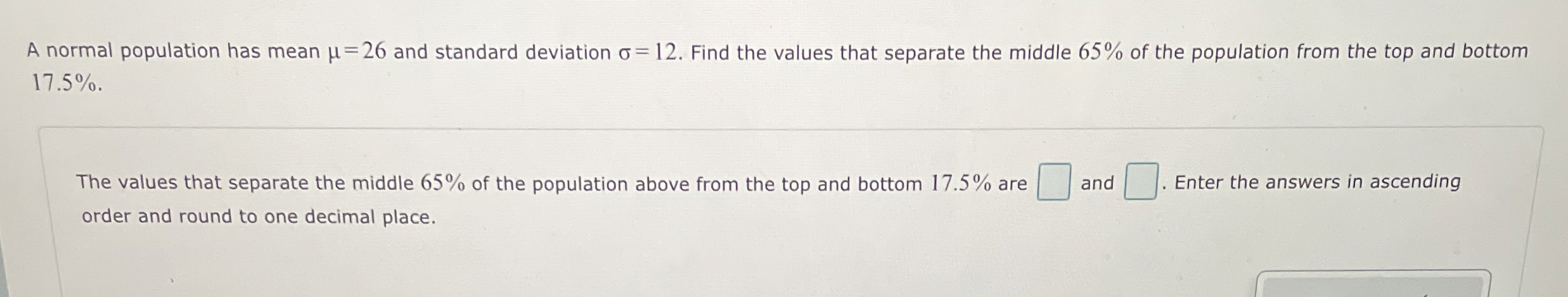 Solved A normal population has mean μ=26 ﻿and standard | Chegg.com