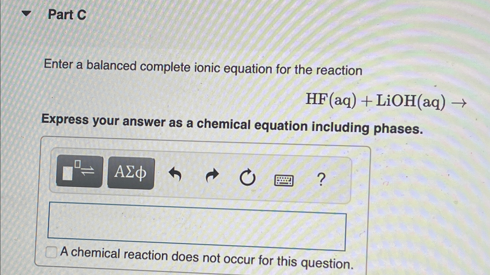 Solved Part CEnter a balanced complete ionic equation for | Chegg.com
