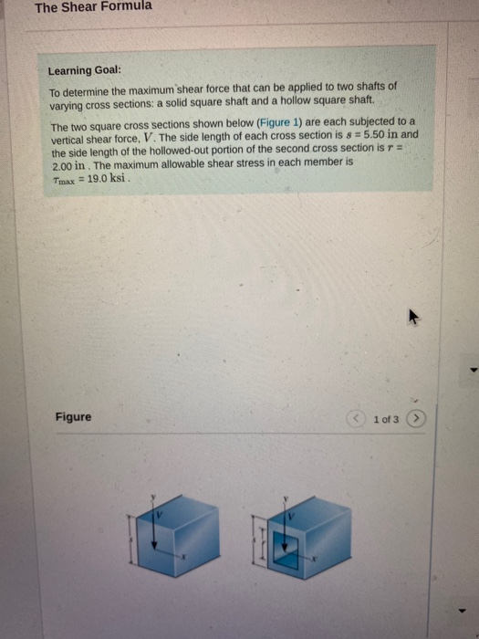 Solved The Shear Formula Learning Goal: To determine the | Chegg.com