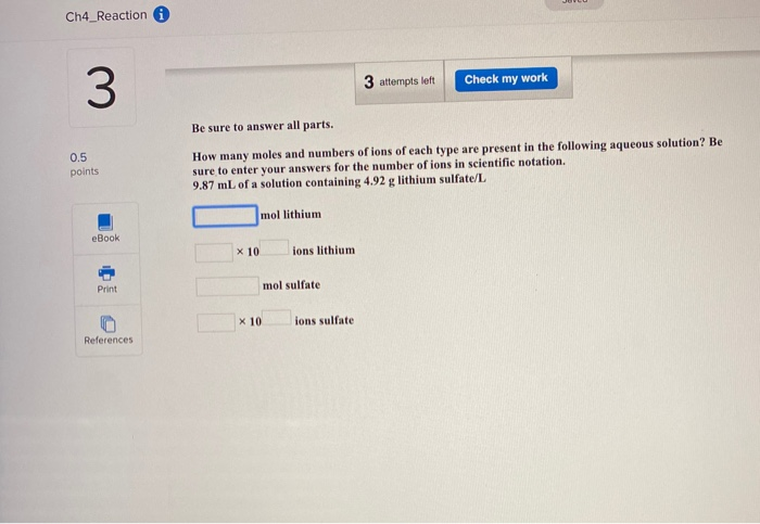 Solved Ch4_Reaction Saved 3 attempts left Check my work | Chegg.com