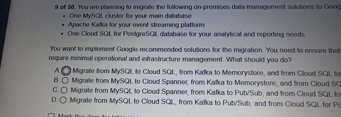 Solved 9 ﻿of 50 . ﻿You are planning to migrate the following | Chegg.com