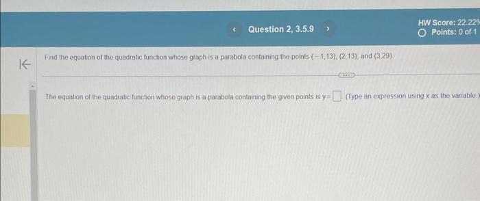 Solved Find the equation of the quadratic function whose | Chegg.com