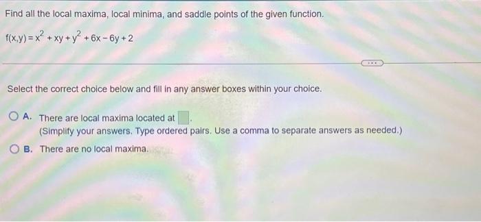 Solved Find all points where the function has any relative | Chegg.com