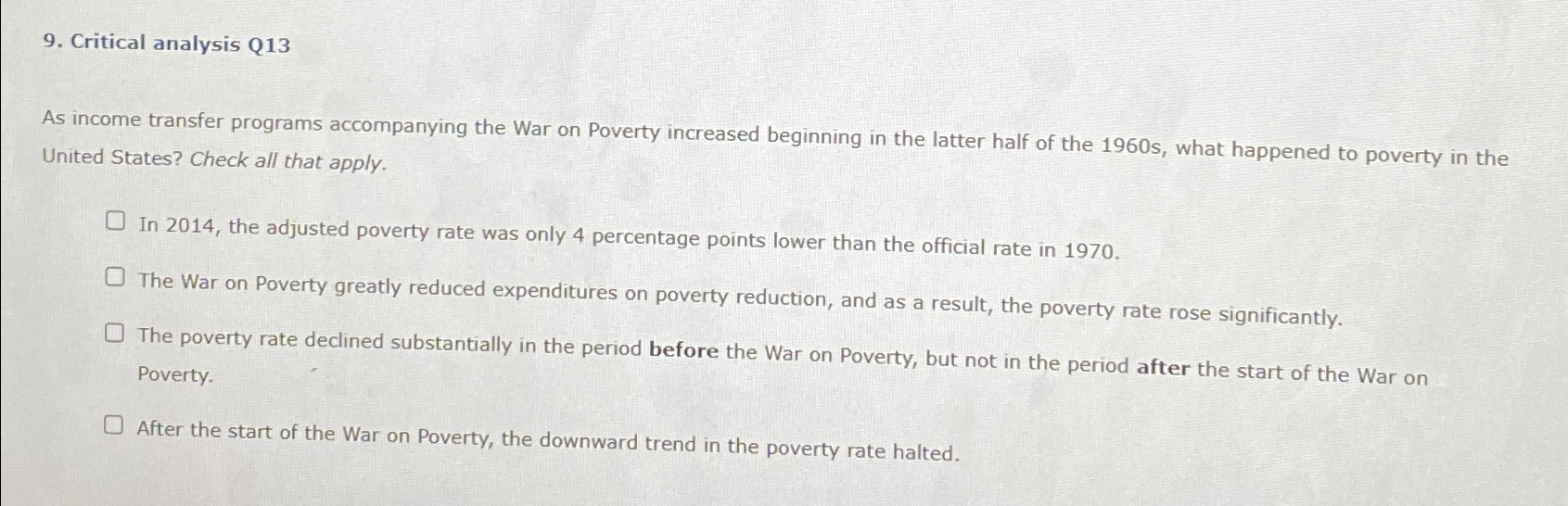 Solved Critical analysis Q13As income transfer programs | Chegg.com