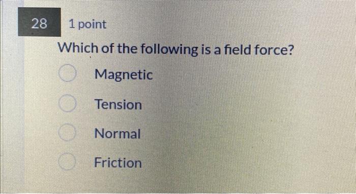 Solved Which of the following is a field force? Magnetic | Chegg.com
