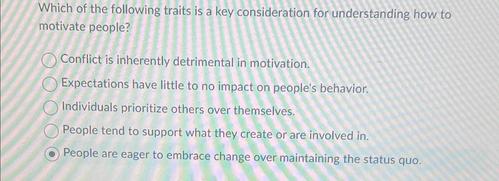 Solved Which of the following traits is a key consideration | Chegg.com