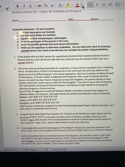 Solved e B I U abe X2 X? A Recitation Problem Set - Chapter | Chegg.com
