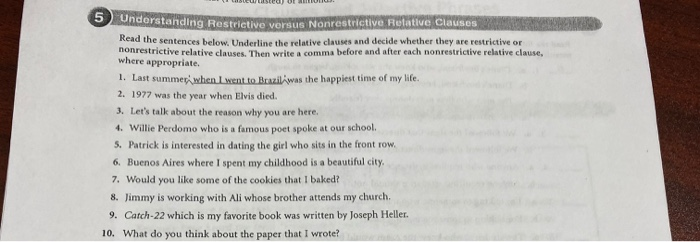 Understanding Restrictive versus Nonrestrictive | Chegg.com