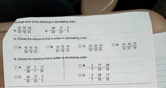 Solved Arrenge each of the following in decreasing order. a. | Chegg.com