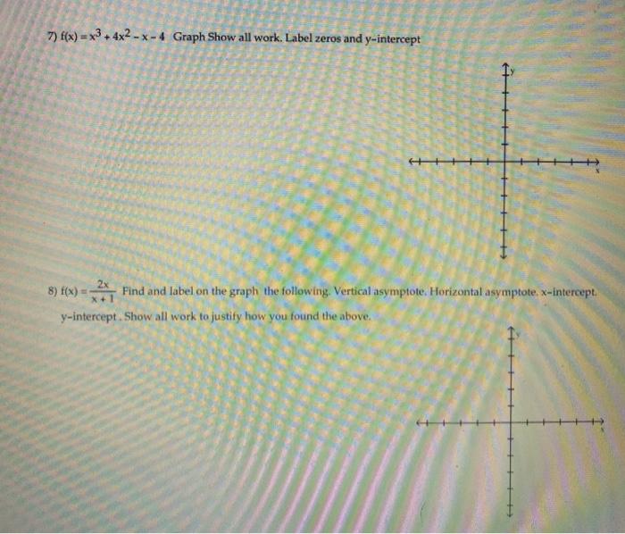 Solved 7) f(x) = x3 + 4x2 - x - 4 Graph Show all work. Label | Chegg.com