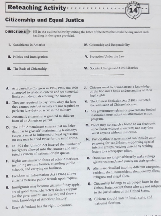 Solved APTA Reteaching Activity. ........ Citizenship and | Chegg.com