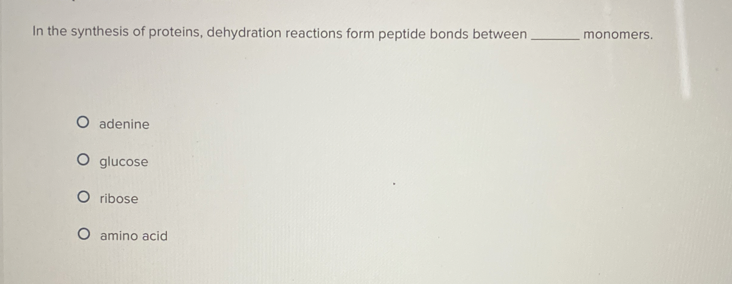 Solved In the synthesis of proteins, dehydration reactions | Chegg.com