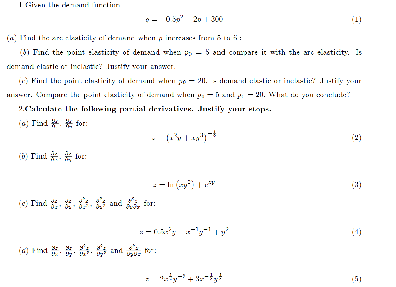 Solved 1 ﻿Given the demand functionq=-0.5p2-2p+300(a) ﻿Find | Chegg.com