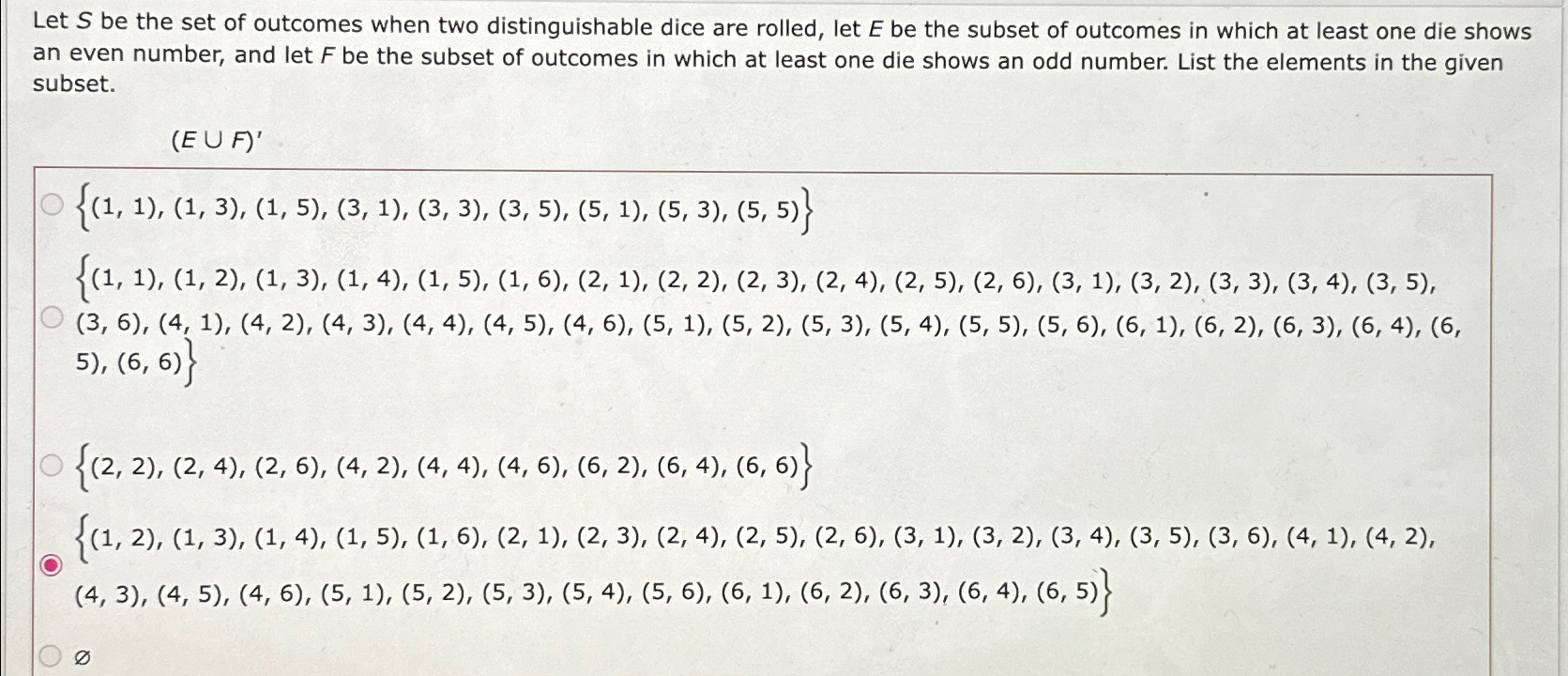 Solved Let S ﻿be the set of outcomes when two | Chegg.com
