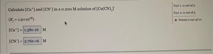 Solved Calculate [Cu+]and [CN−]in a 0.200M solution of | Chegg.com