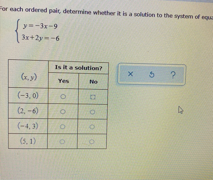 Solved For each ordered pair, determine whether it is a | Chegg.com