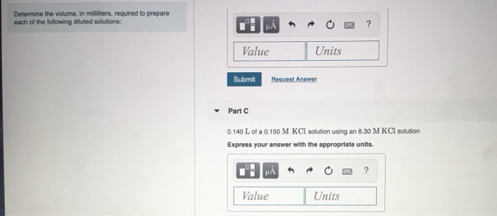 Solved Determine the volume, in milliliters, required to | Chegg.com