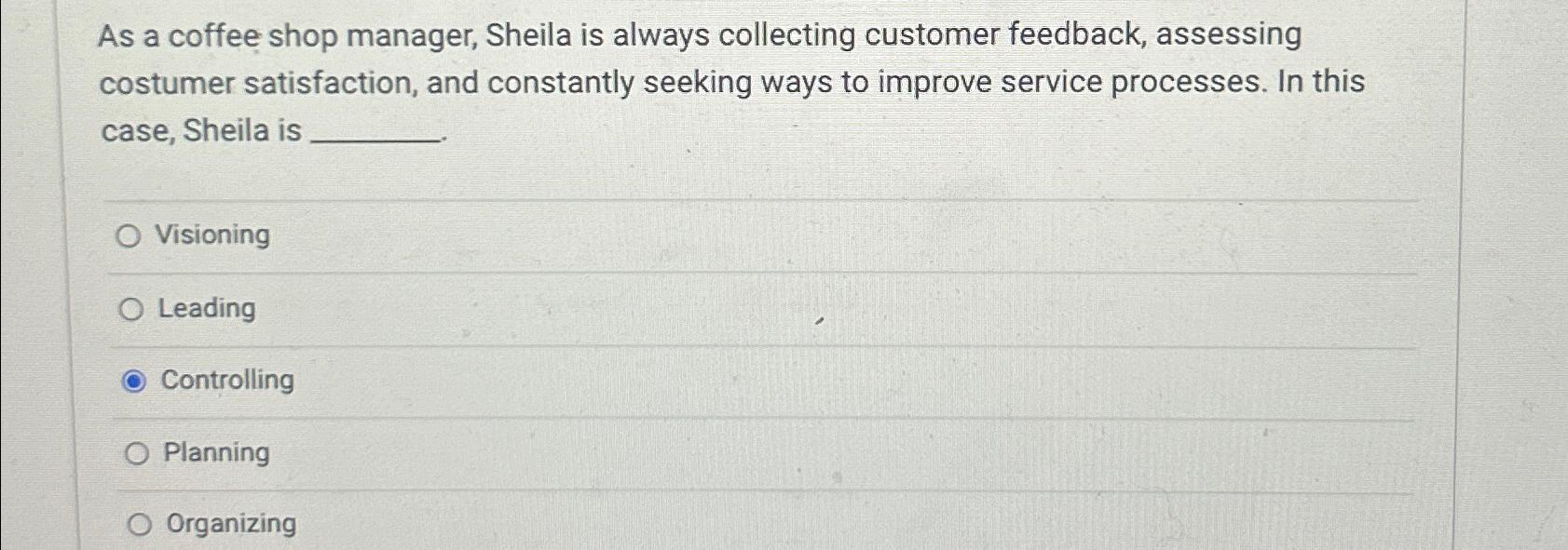 Solved As a coffee shop manager, Sheila is always collecting | Chegg.com