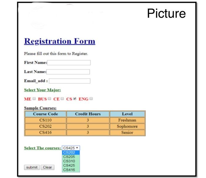 Solved web use html and css include image a logo on the top | Chegg.com