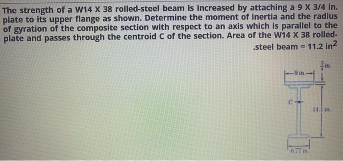 Solved The strength of a W14 X 38 rolled-steel beam is | Chegg.com