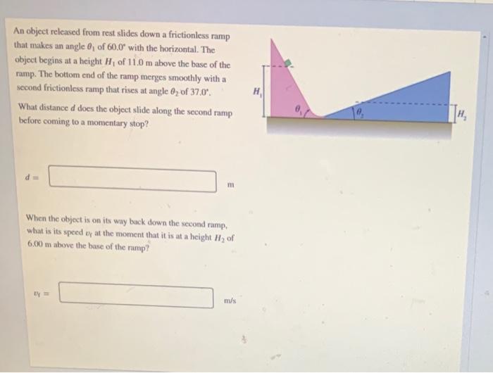 Solved An Object Released From Rest Slides Down A 