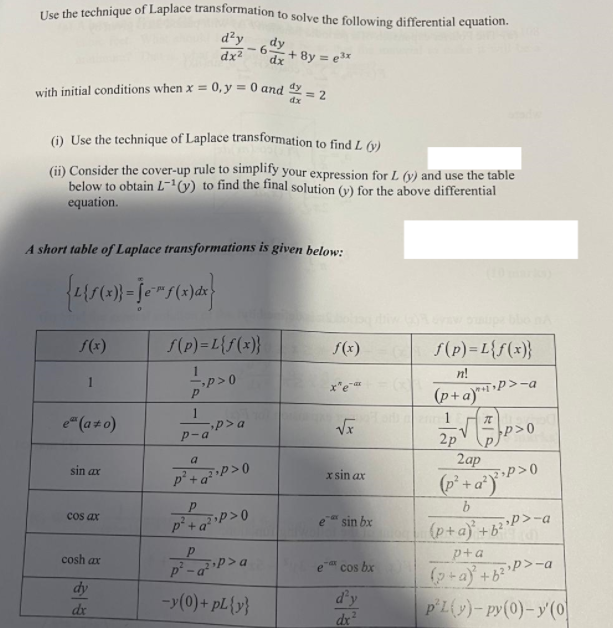 Solved Use the technique of Laplace transformation to solve | Chegg.com
