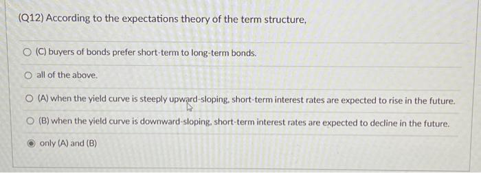 Solved (Q12) According to the expectations theory of the | Chegg.com