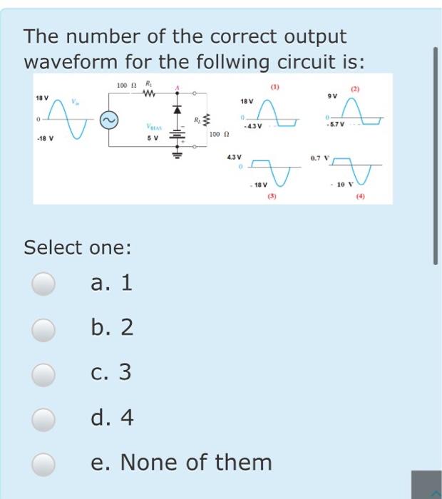 Solved The number of the correct output waveform for the | Chegg.com