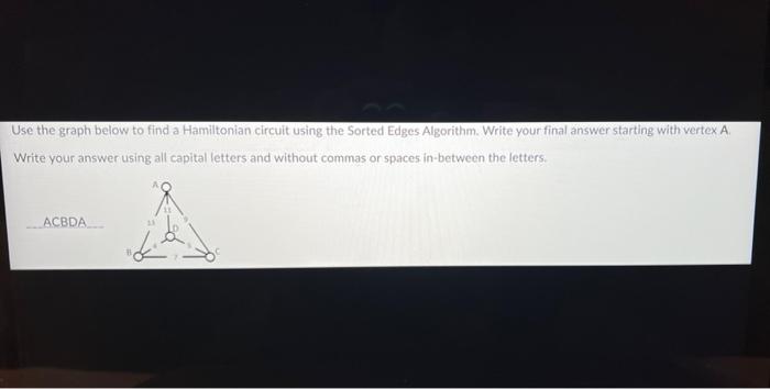 Solved Use the graph below to find a Hamiltonian circuit | Chegg.com