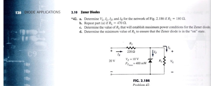 Solved 128 DIODE APPLICATIONS 2.10 Zener Diodes *42. a. | Chegg.com