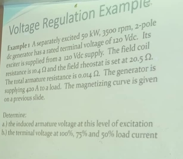 Solved Voltage Regulation ExampIEExamples A separately | Chegg.com