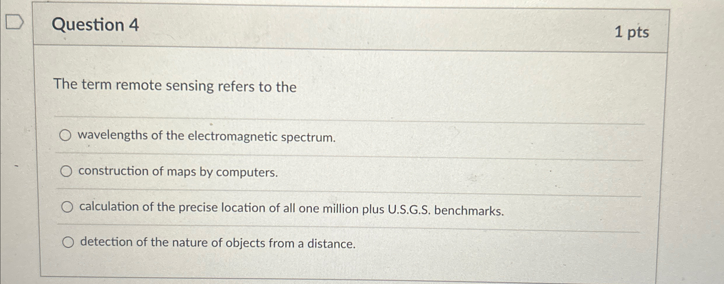 Solved Question 41 ﻿ptsThe term remote sensing refers to | Chegg.com