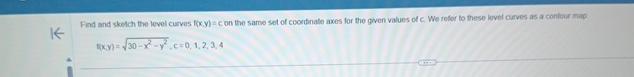 Solved (x,y)=30-x2-y22,c=0,1,2,3,4 | Chegg.com