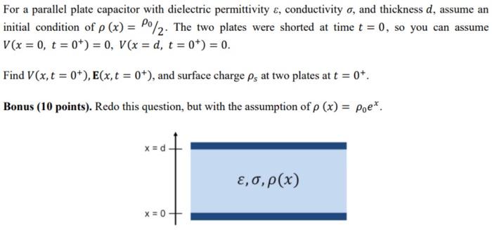 Solved For a parallel plate capacitor with dielectric | Chegg.com