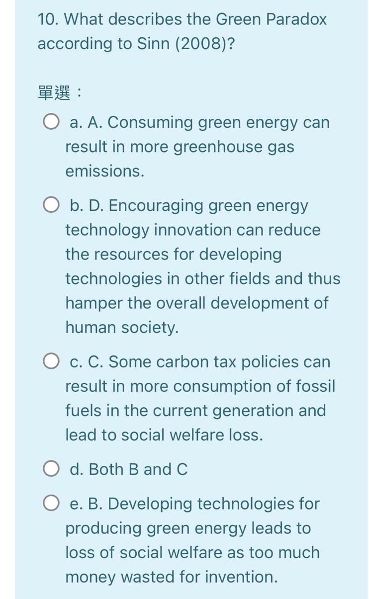 Solved 10. What describes the Green Paradox according to | Chegg.com