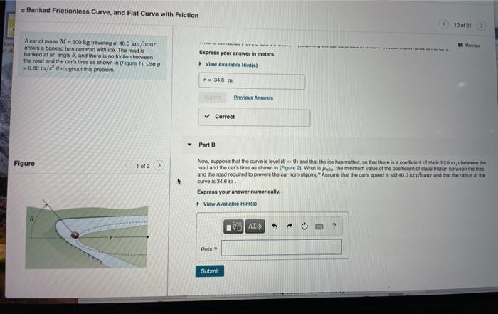 Solved Banked Frictionless Curve, and Flat Curve with | Chegg.com