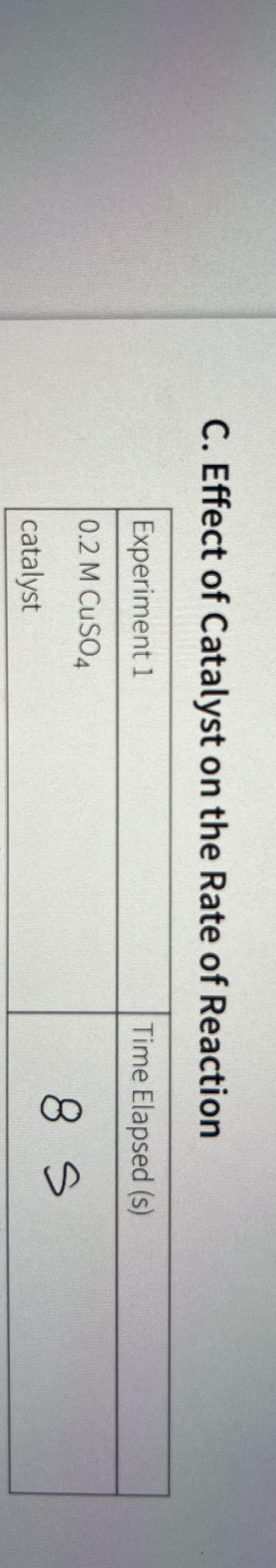 C. ﻿Effect of Catalyst on the Rate of | Chegg.com