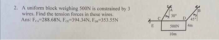 [Solved]: i want step by step solution 2. A uniform block w