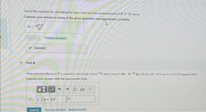 Solved A mass spectrograph is used to measure the masses of | Chegg.com