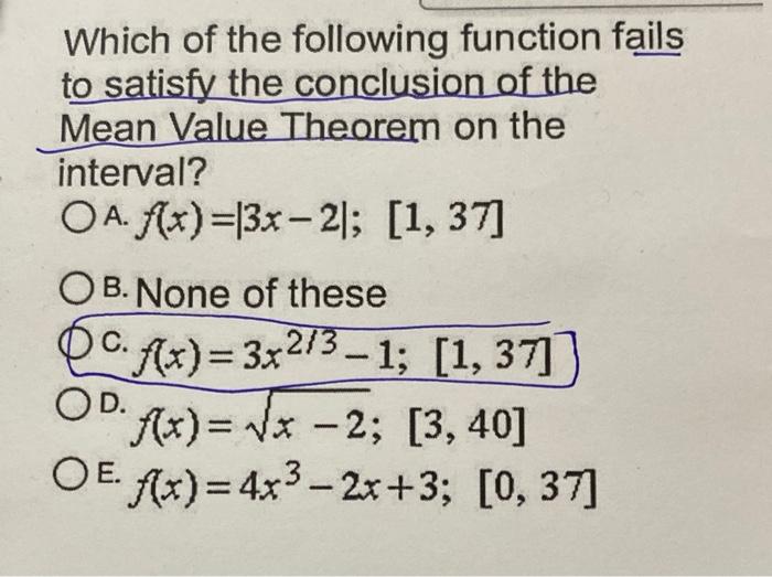 Solved Which of the following function fails to satisfy the | Chegg.com