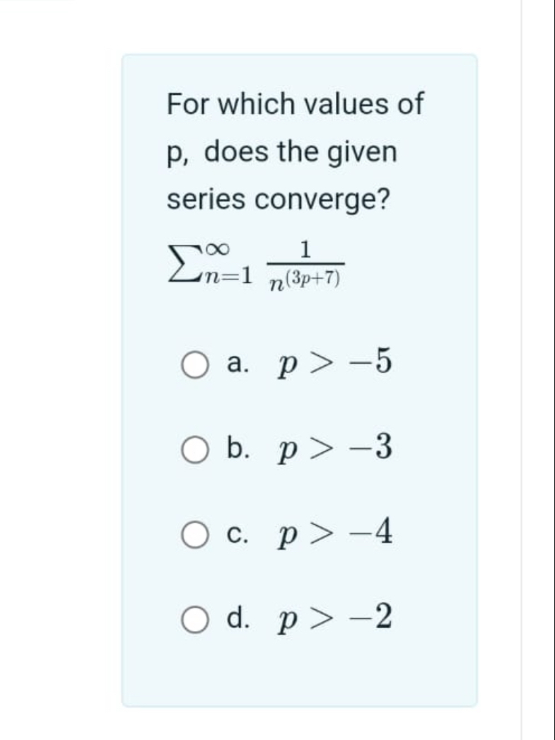Solved For which values of p, ﻿does the given series | Chegg.com
