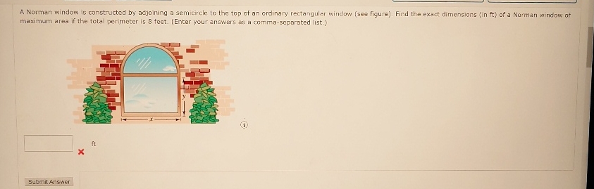 Solved A Norman window is constructed by adjoining a | Chegg.com