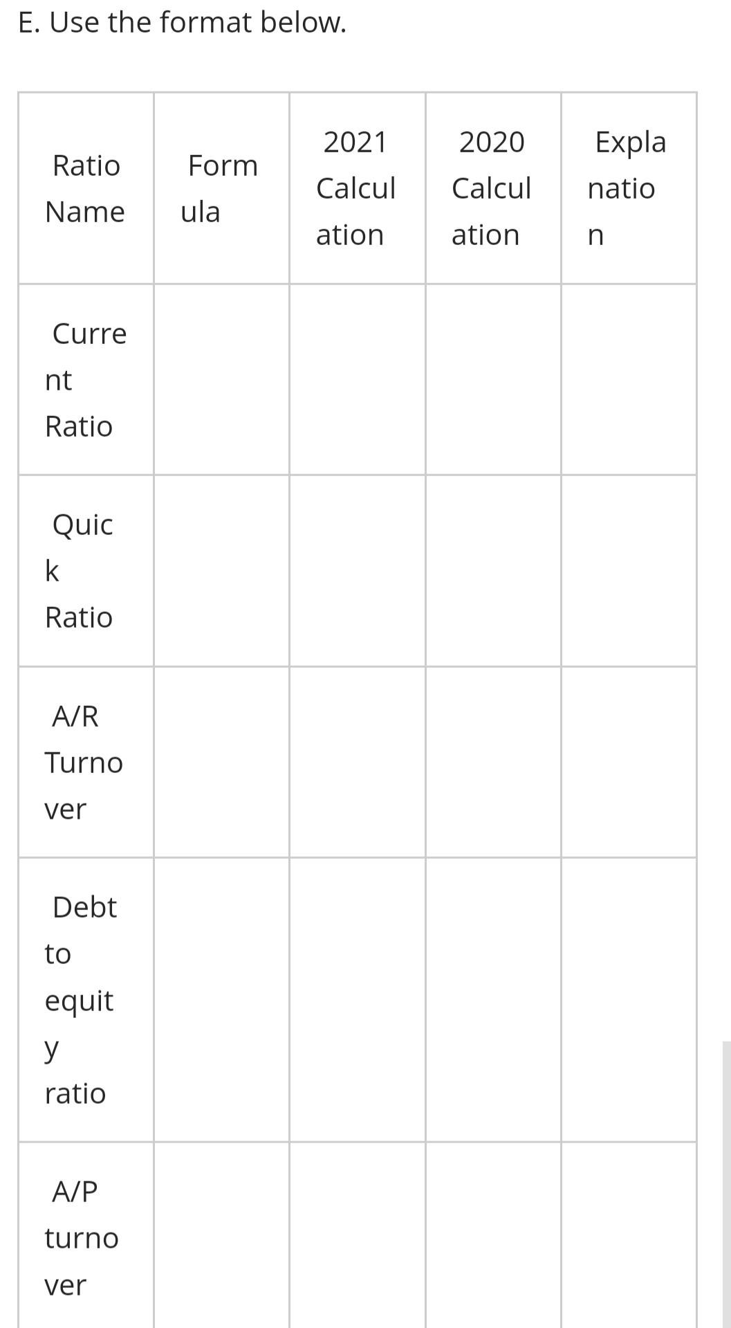 Solved Choose a company and calculate the following ratios | Chegg.com