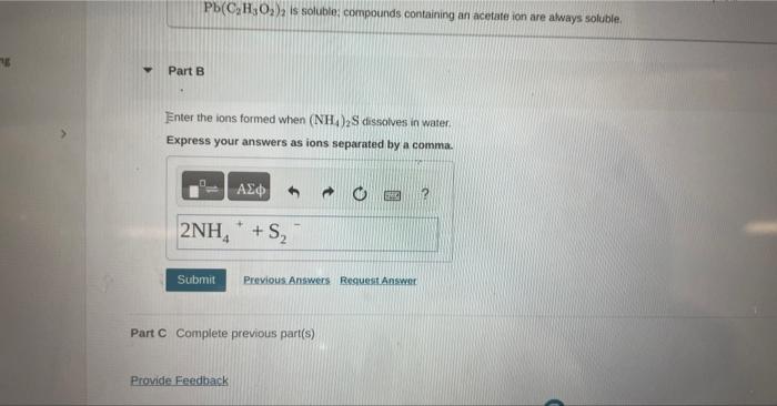 Solved Pb C2h3o2 2 Is Soluble Compounds Containing An