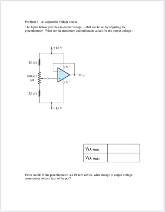 Solved Problem 4 - an adjustable voltage source The figure | Chegg.com