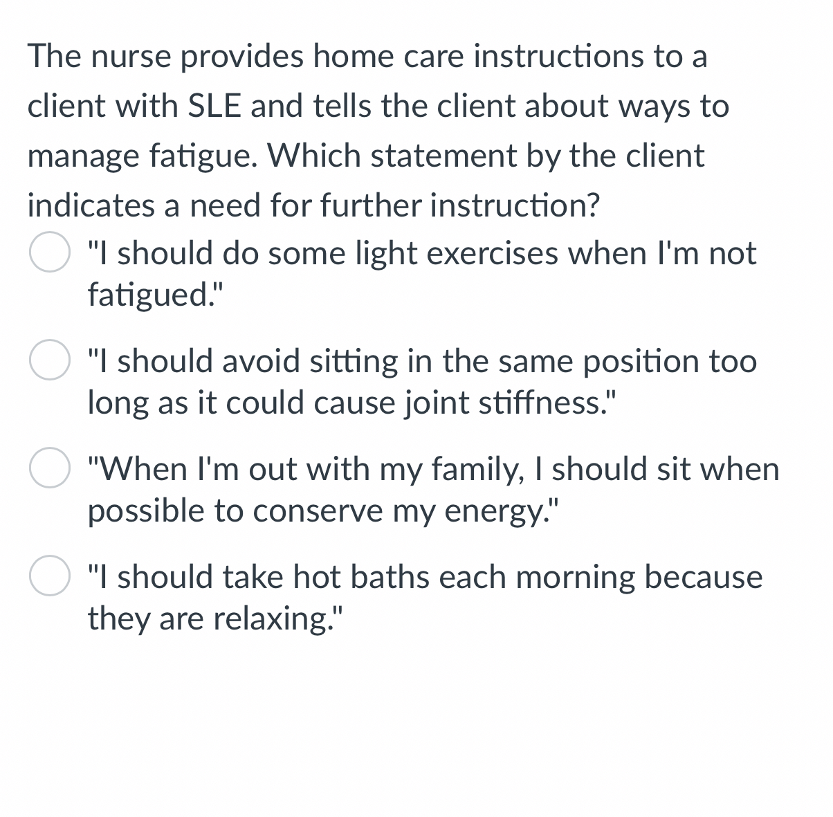 Solved The nurse provides home care instructions to a client | Chegg.com