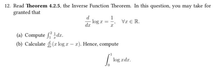 Solved 12. Read Theorem 4.2 .5 , the Inverse Function | Chegg.com