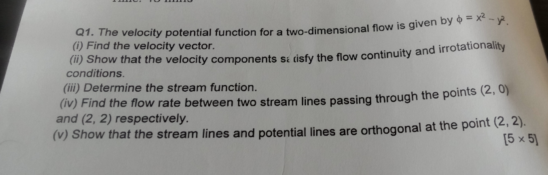 Solved Q1. ﻿The velocity potential function for a | Chegg.com